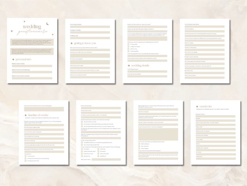 Wedding Photography Client Questionnaire Form, Canva Boho Editable ...