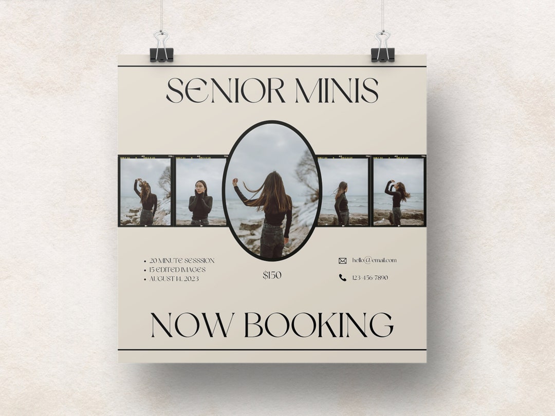 Senior Mini Session Template Canva, Modern Design, Senior Photographer ...