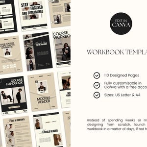 Canva Workbook Template for Coaches & Course Creators, Coaching Tools, Ebook Worksheets, Modern ...