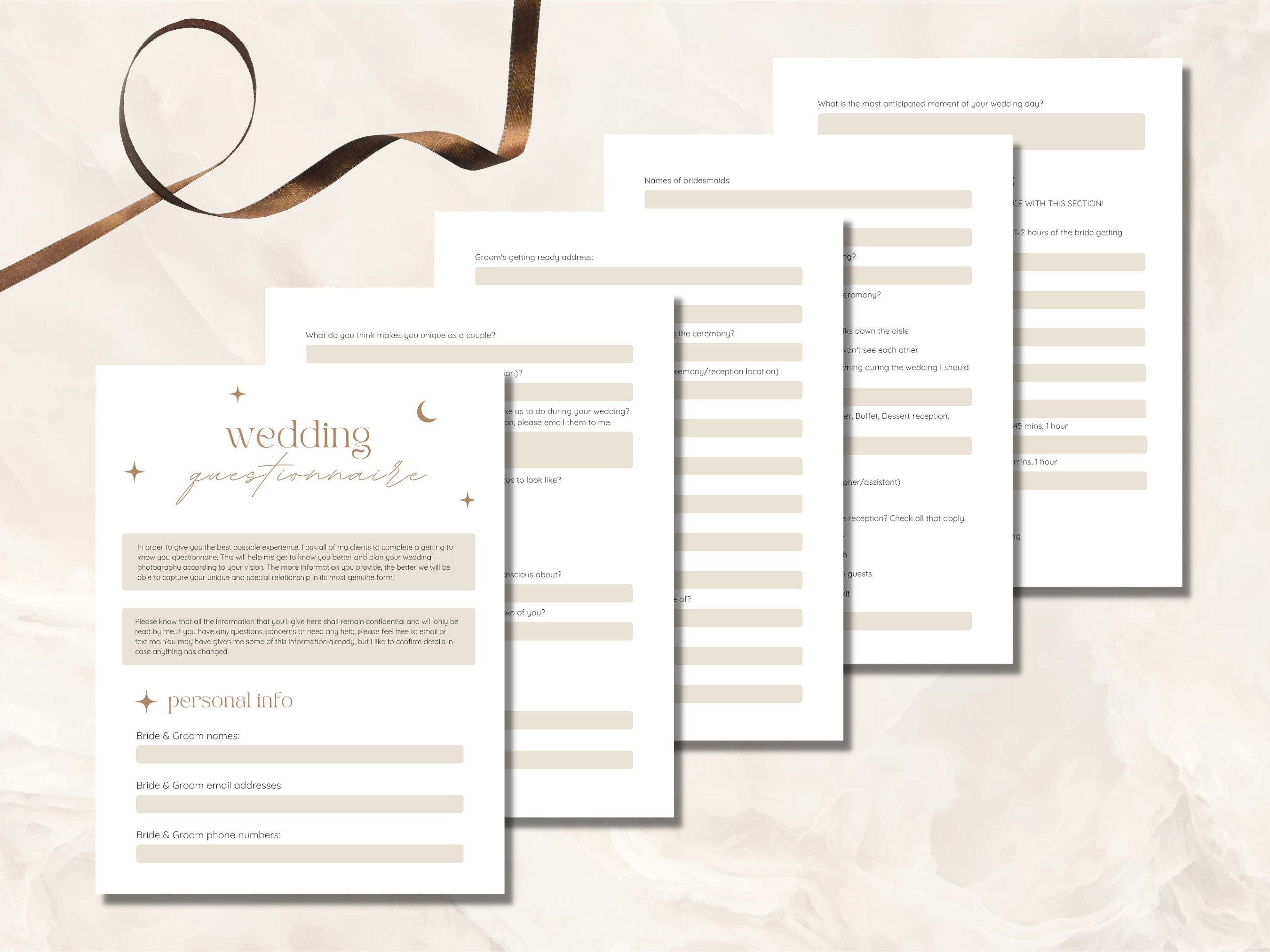 Photography Session Client Questionnaire Form Bundle for - Etsy