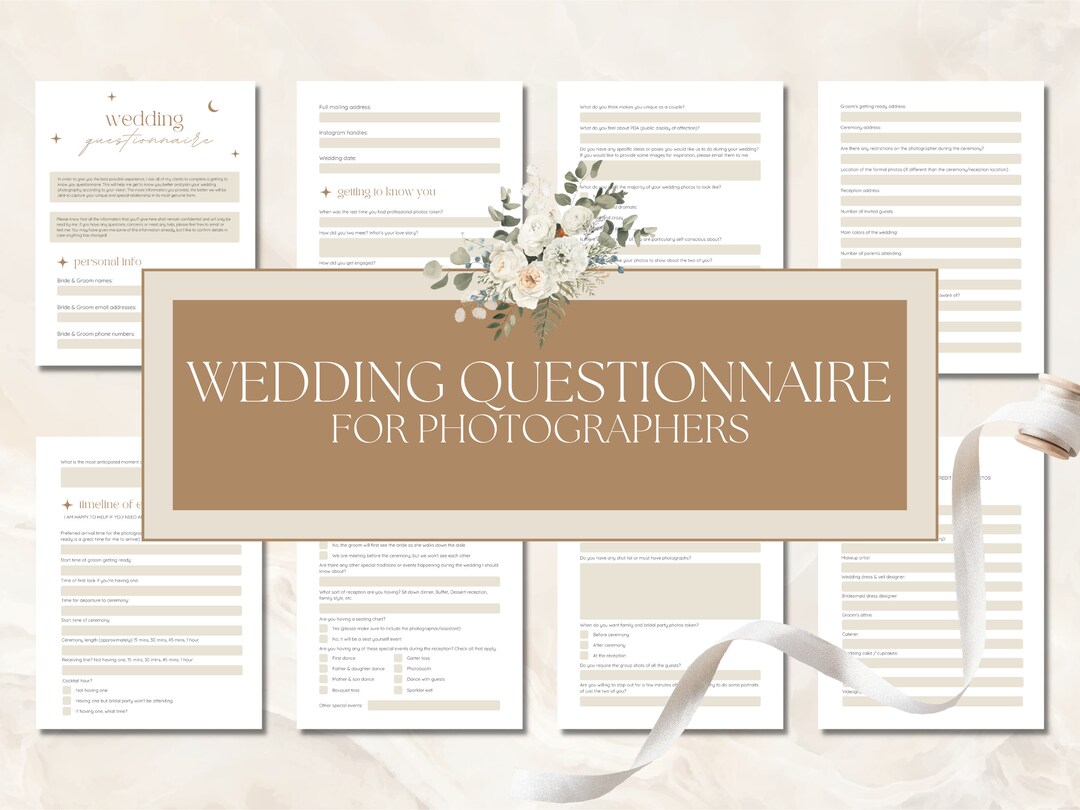 Wedding Photography Client Questionnaire Form, Canva Boho Editable ...