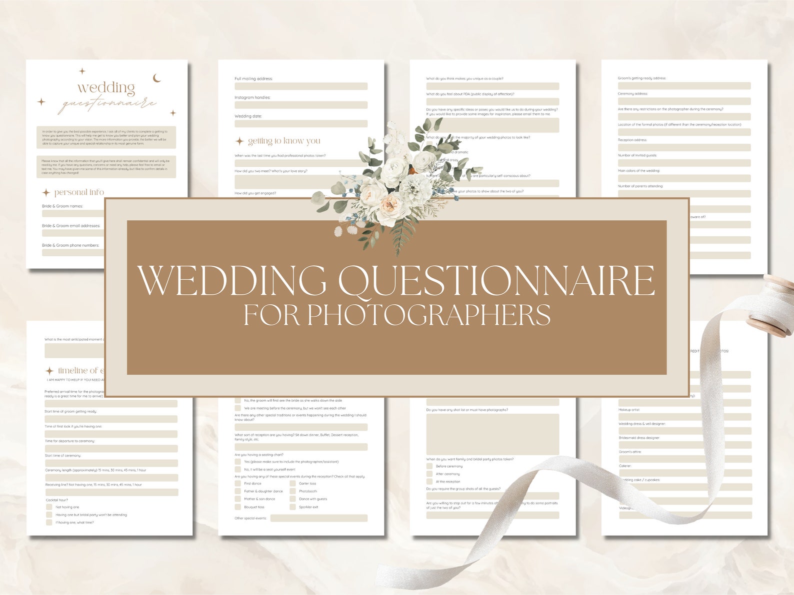Wedding Photography Client Questionnaire Form, Canva Boho Editable ...