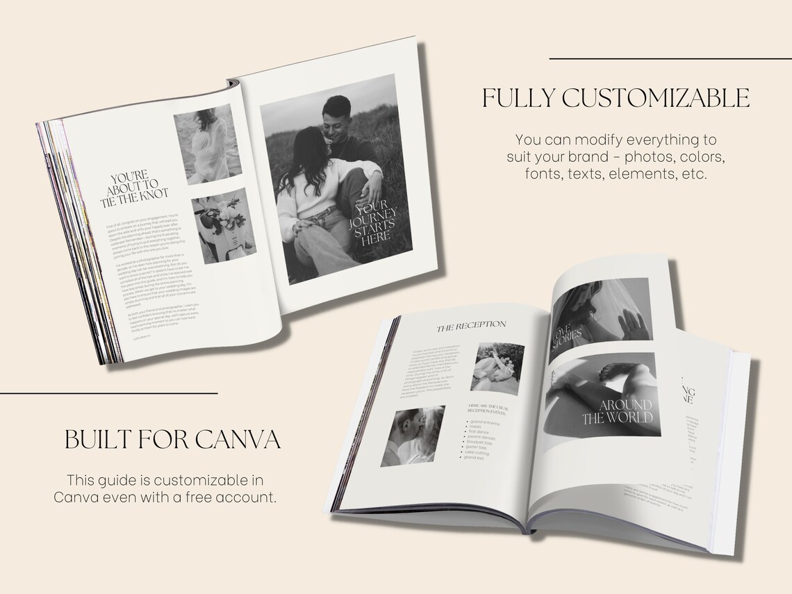 CANVA Modern Minimalist Wedding Photography Client Guide With Content ...