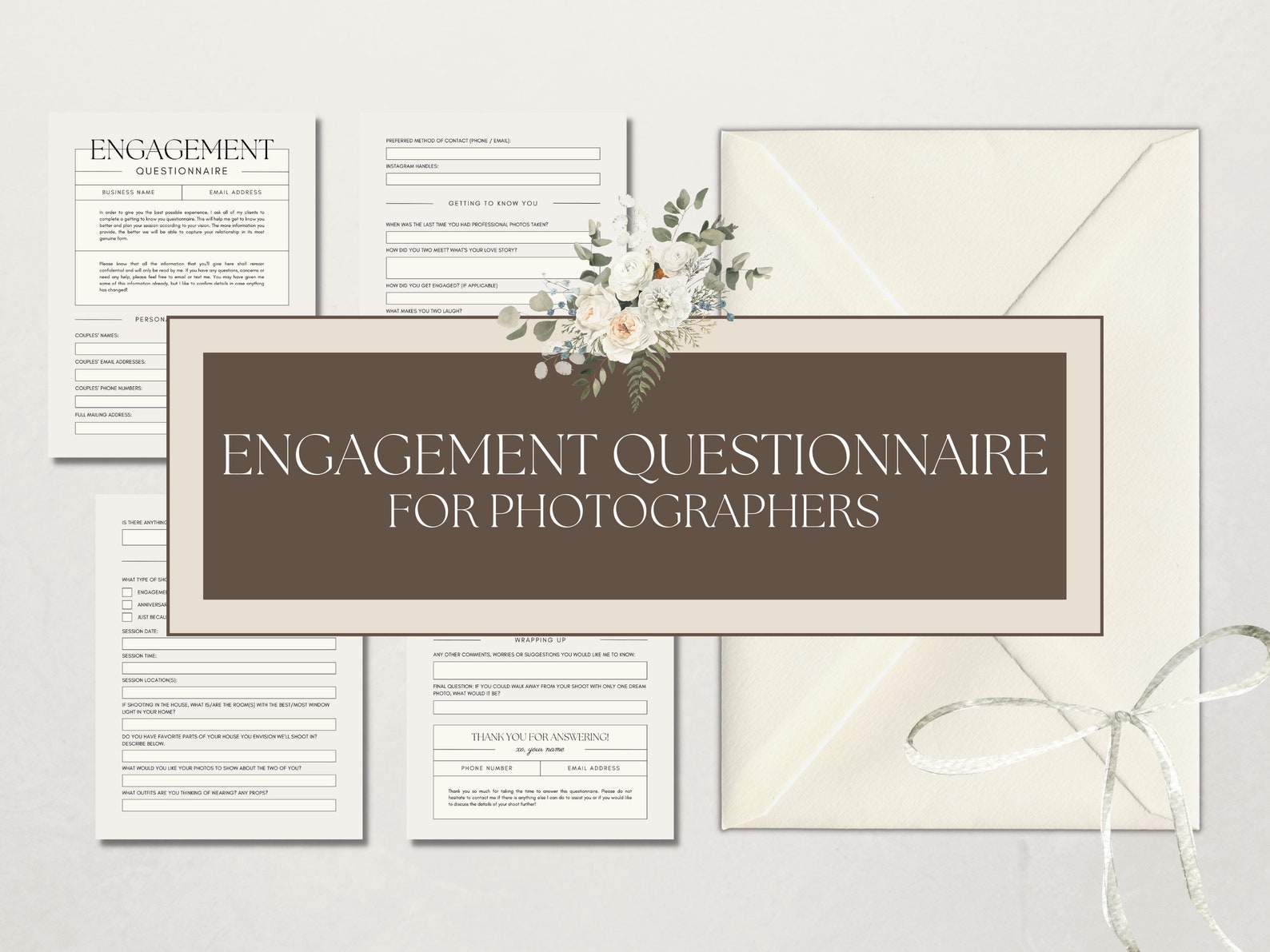 Engagement Session Photography Client Questionnaire Form, Canva Modern ...
