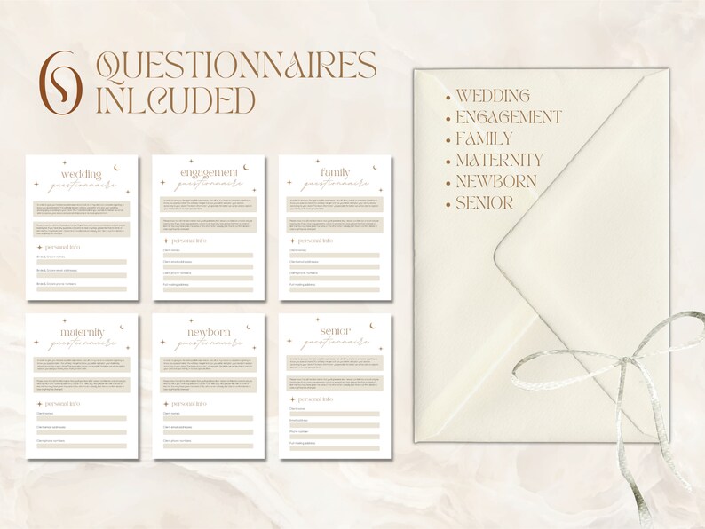Photography Session Client Questionnaire Form Bundle for - Etsy