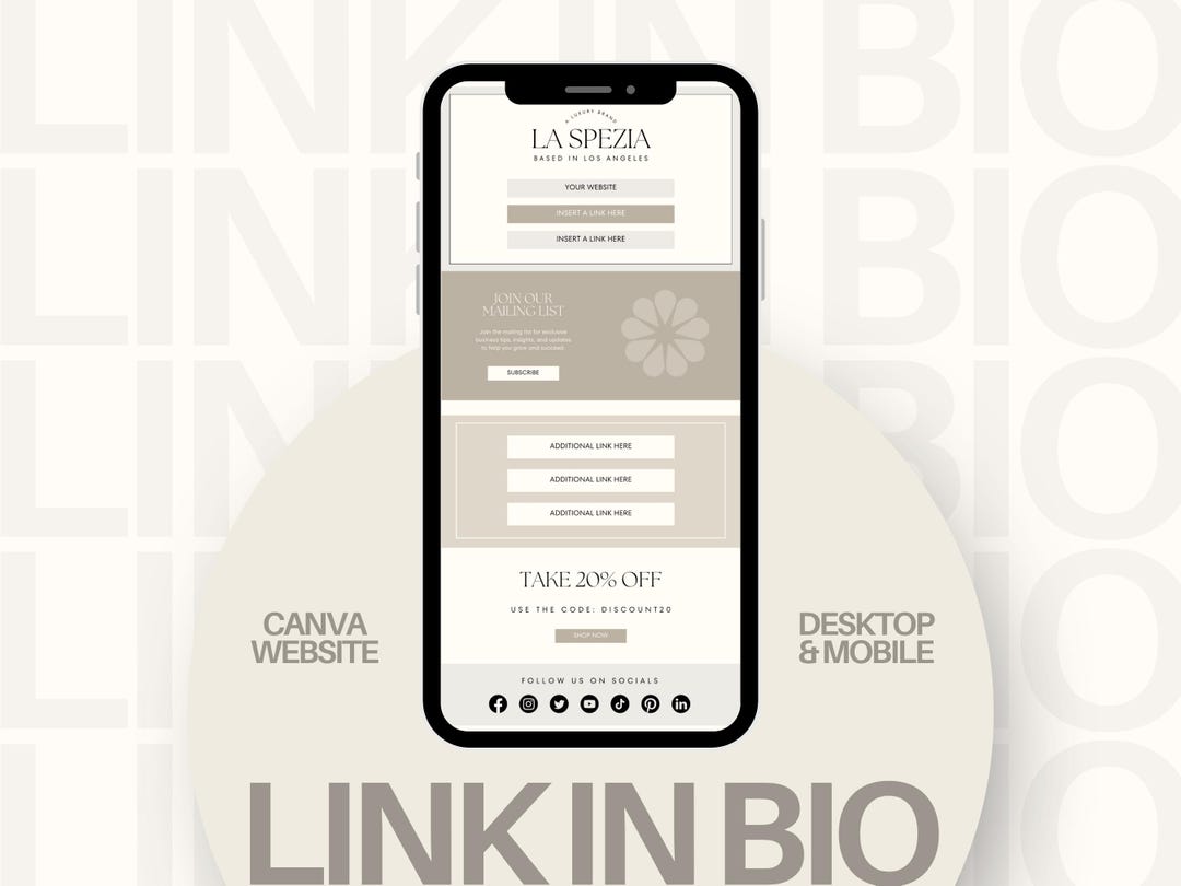 Canva Link in Bio Template, Editable Website Template, Modern ...