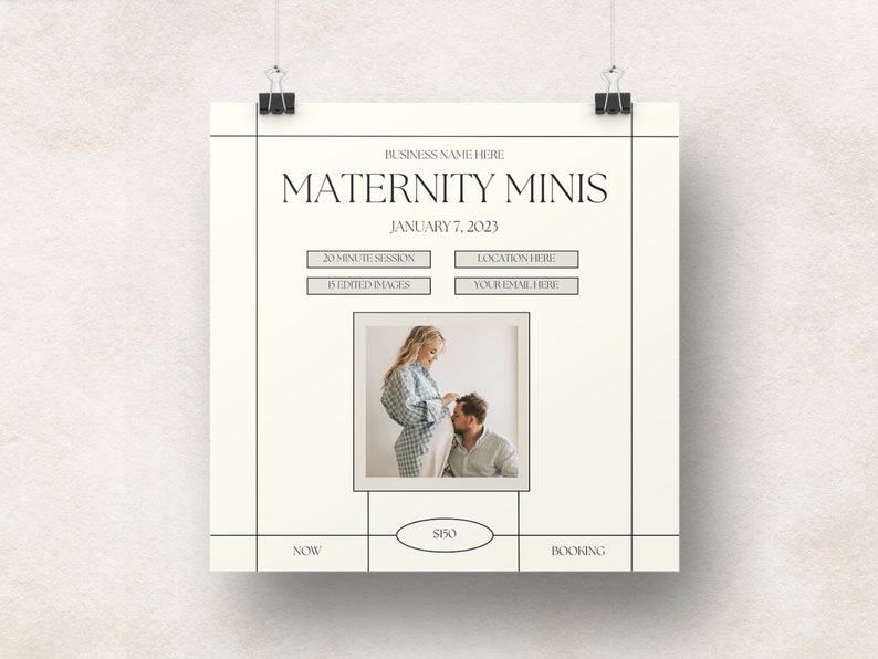 Maternity Mini Session Template Canva, Modern, Maternity Photographer ...