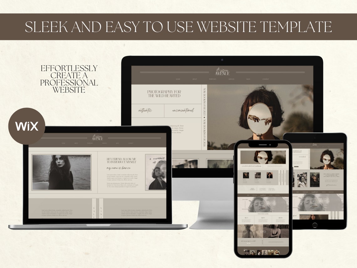 Wix Website Template for Wedding Photographer, Modern Luxe Brown ...