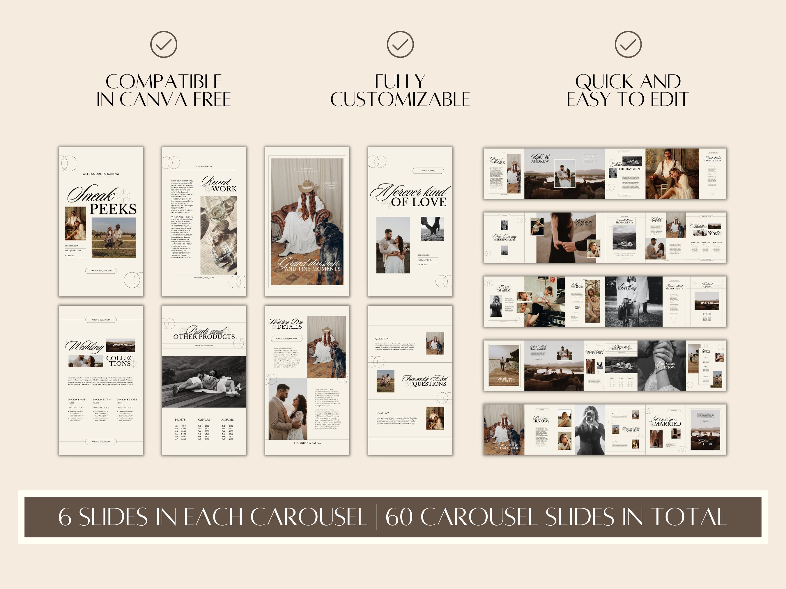 CANVA Modern Instagram Bundle Pack for Photographer, IG Post Carousel ...