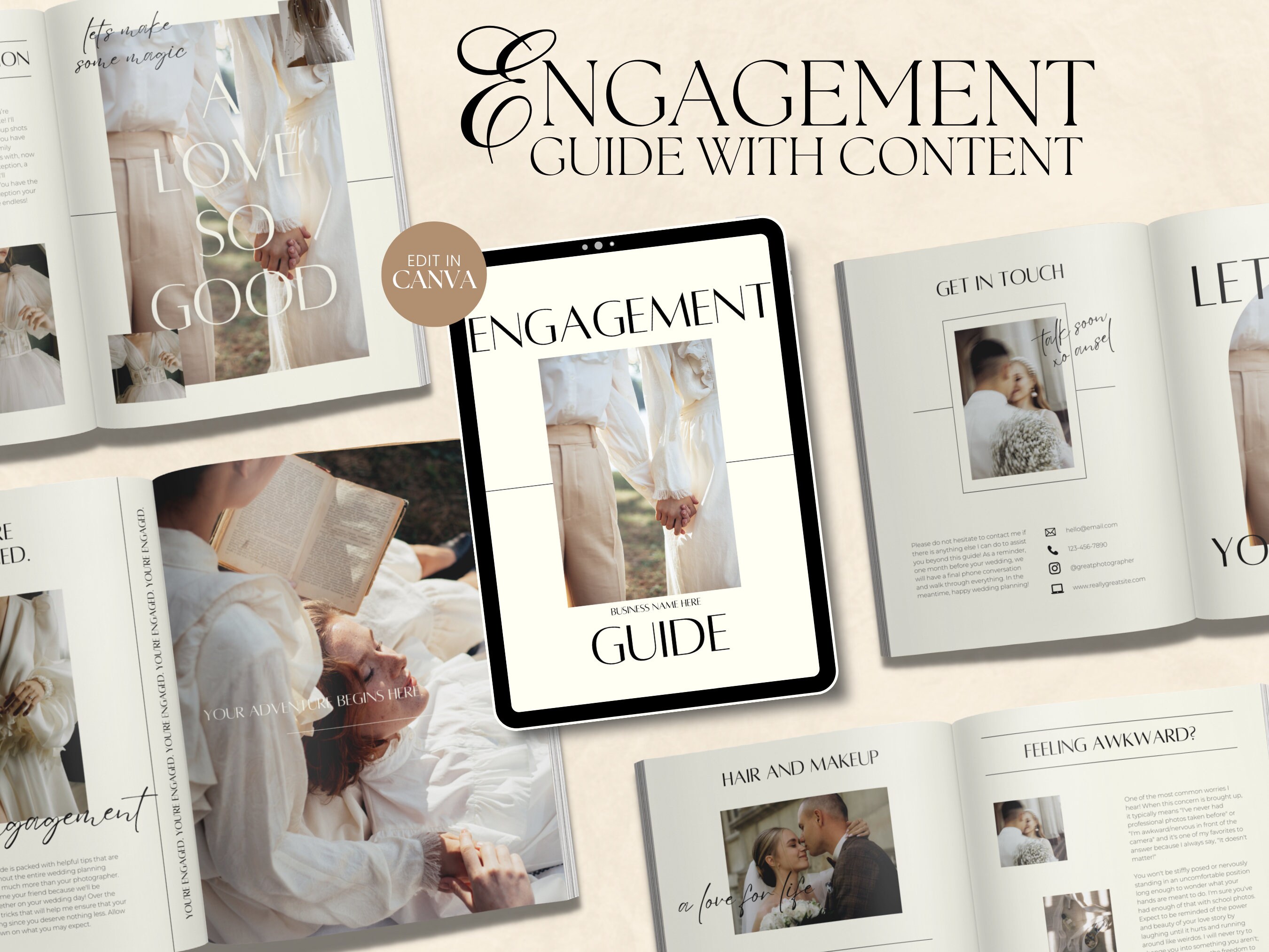 CANVA Modern Client Engagement Session Style Guide With Content, Pre-written Couples Session ...