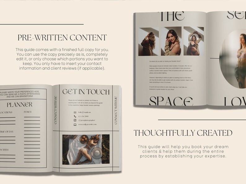 CANVA Modern Boudoir Session Client Guide With Content, Pre-written ...