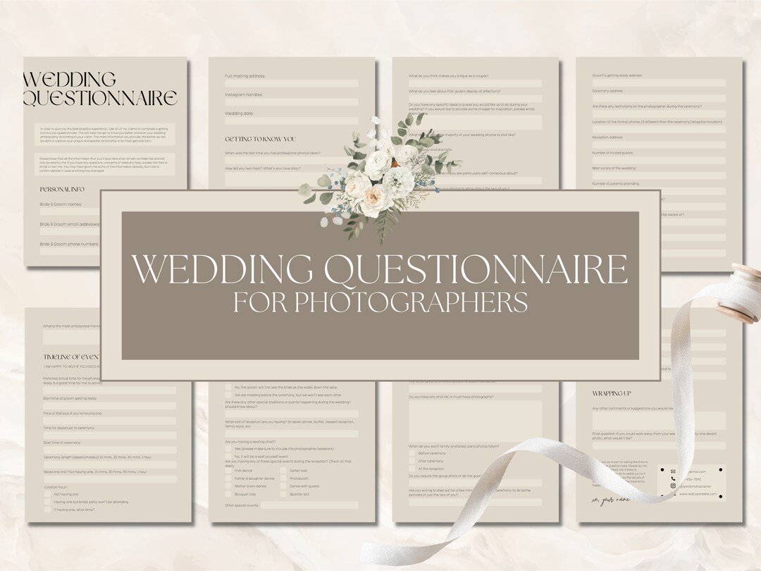 Wedding Photography Client Questionnaire Form, Canva Modern Editable ...