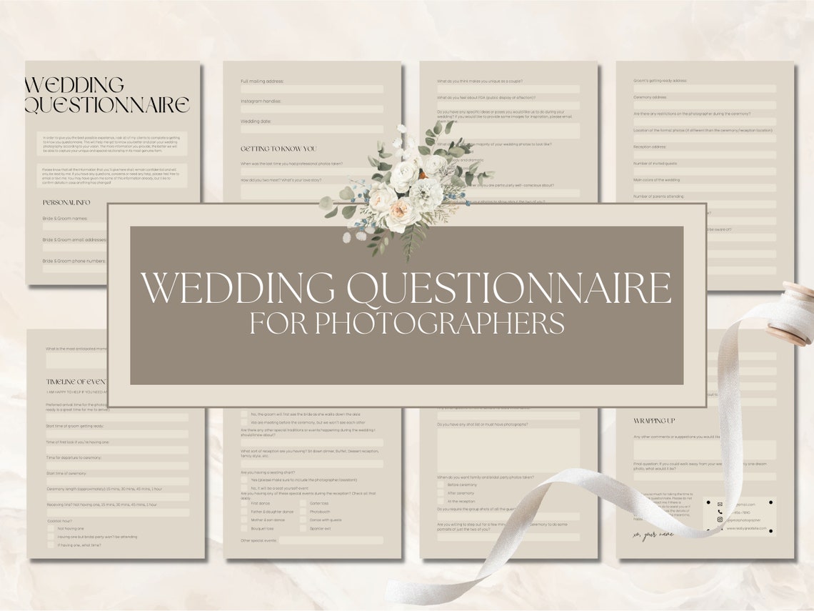 Wedding Photography Client Questionnaire Form, Canva Modern Editable ...