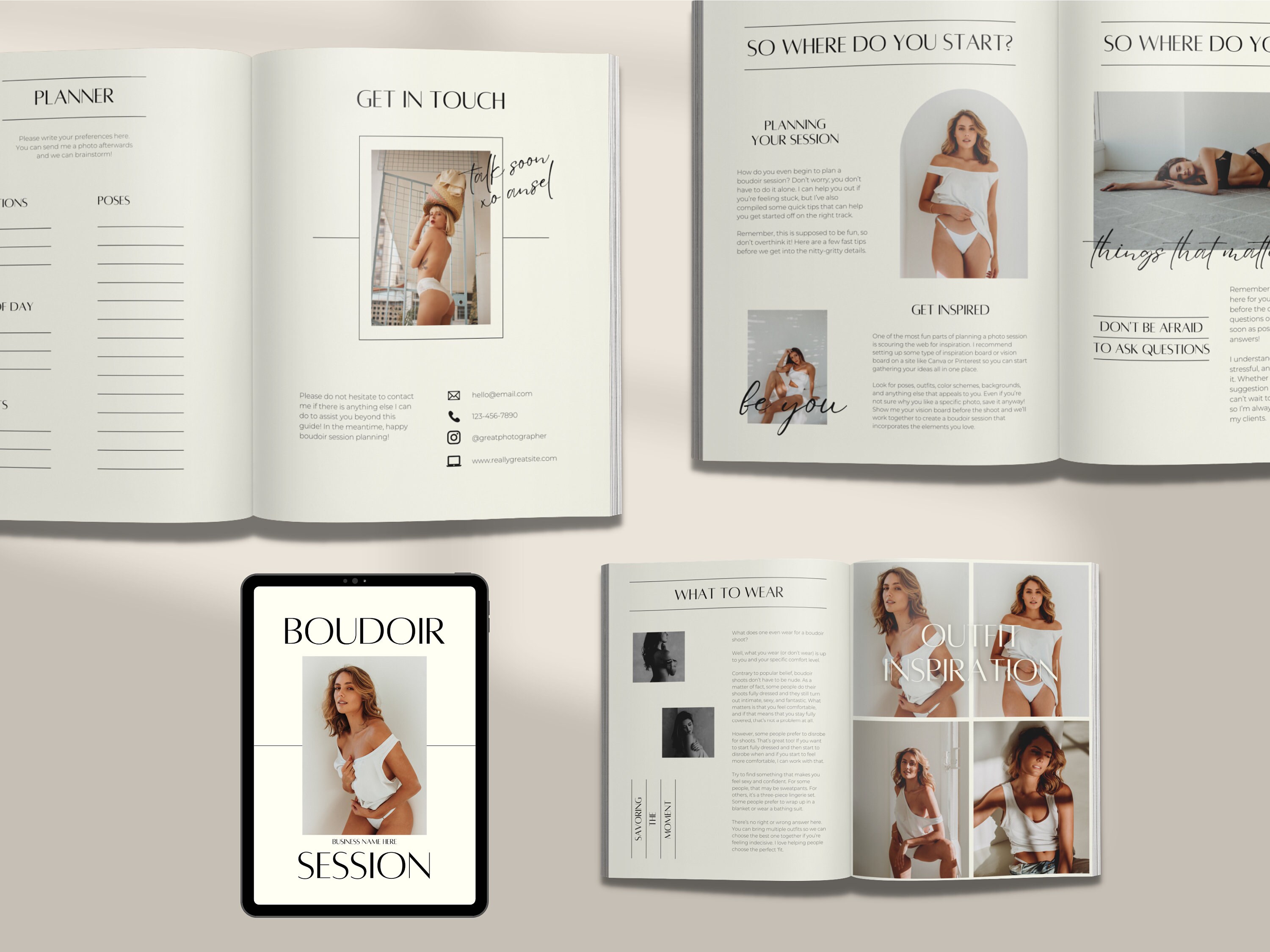 CANVA Modern Boudoir Session Client Guide With Content, Pre-written Preparation Guide, Editable ...