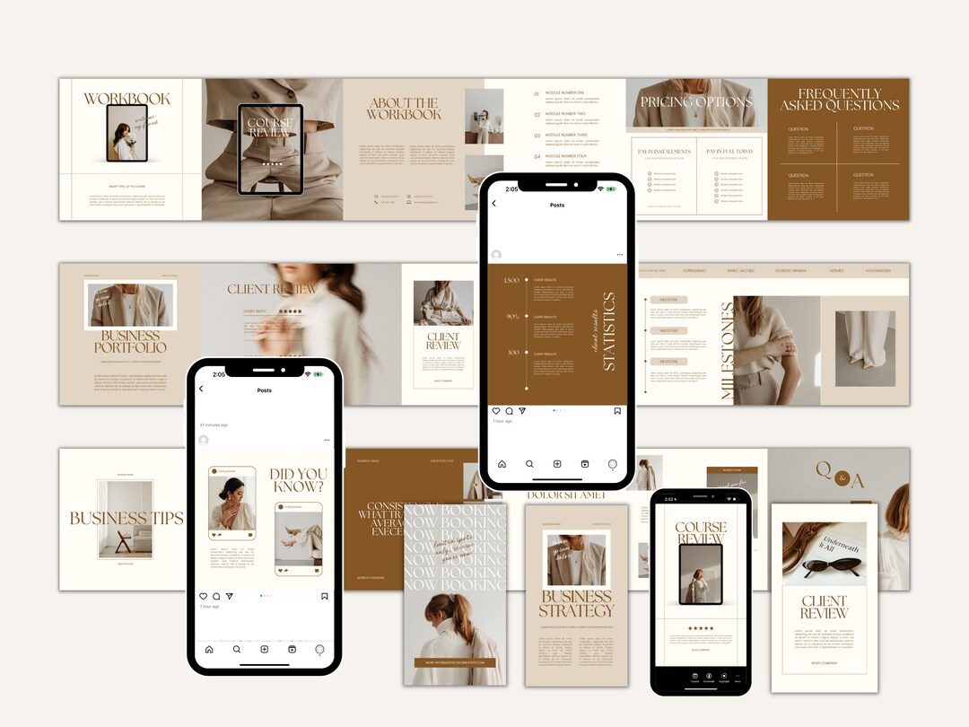 CANVA Boho Instagram Bundle Pack Small Business, IG Post Carousel ...