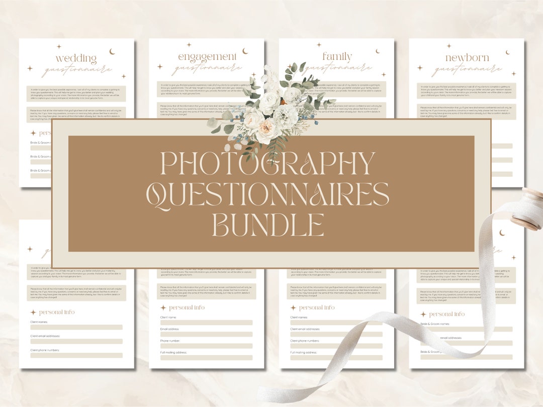 Photography Session Client Questionnaire Form Bundle for - Etsy