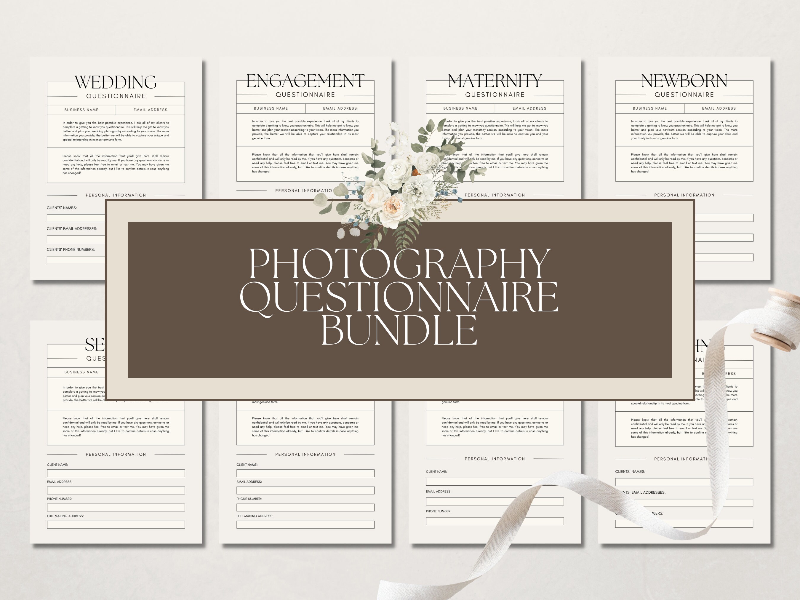 Photography Session Client Questionnaire Form Bundle, Wedding ...