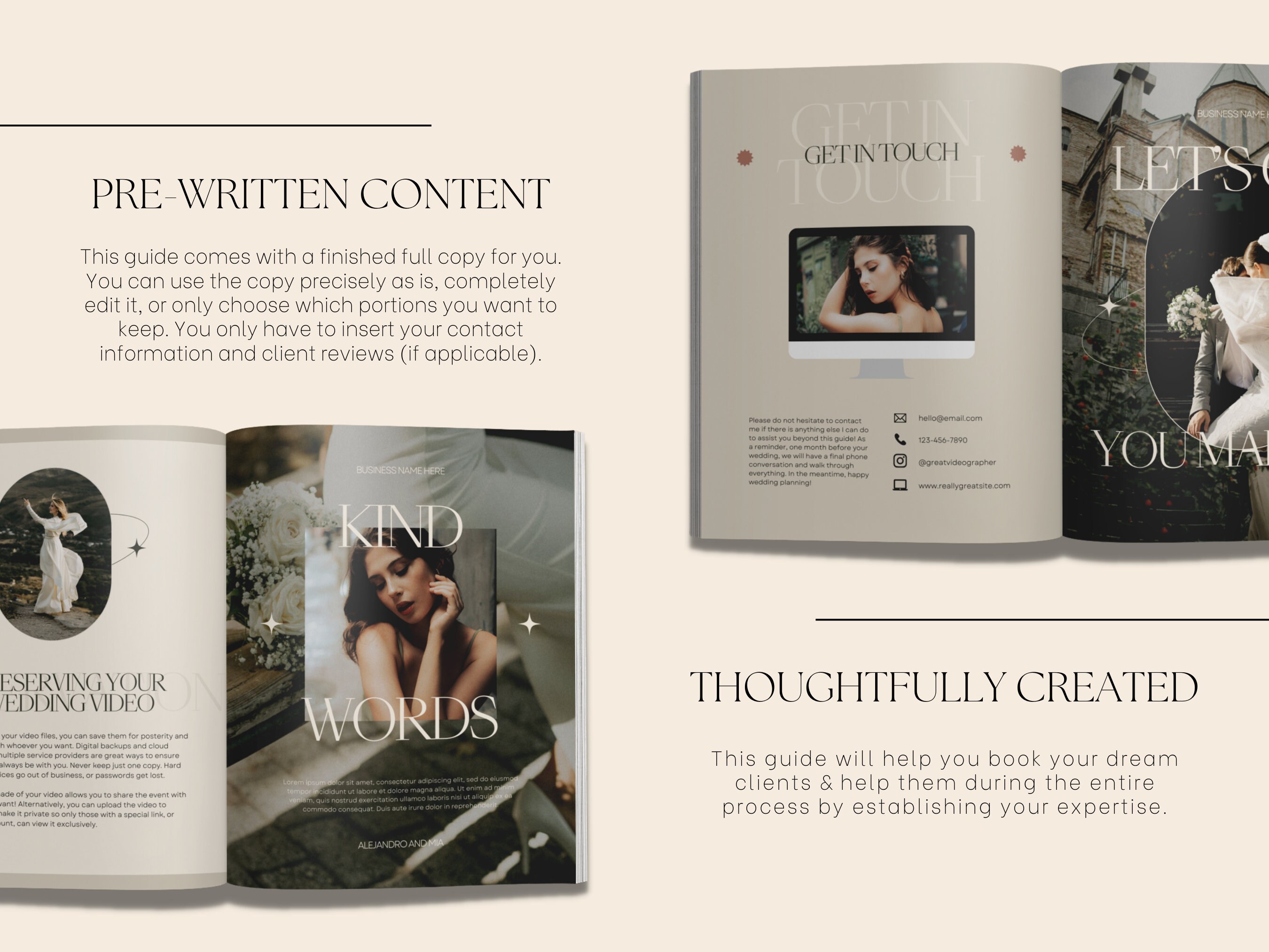 CANVA Modern Wedding Videography Client Guide With Content, Pre-written ...