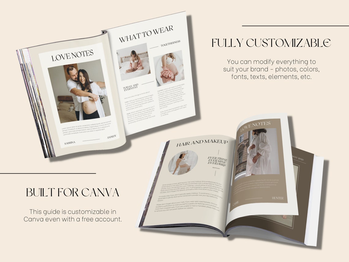 CANVA Modern Maternity Session Client Guide With Content, Pre-written ...