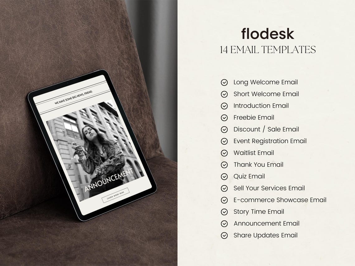 Flodesk Email Marketing Templates, Modern Editorial Newsletter Template ...