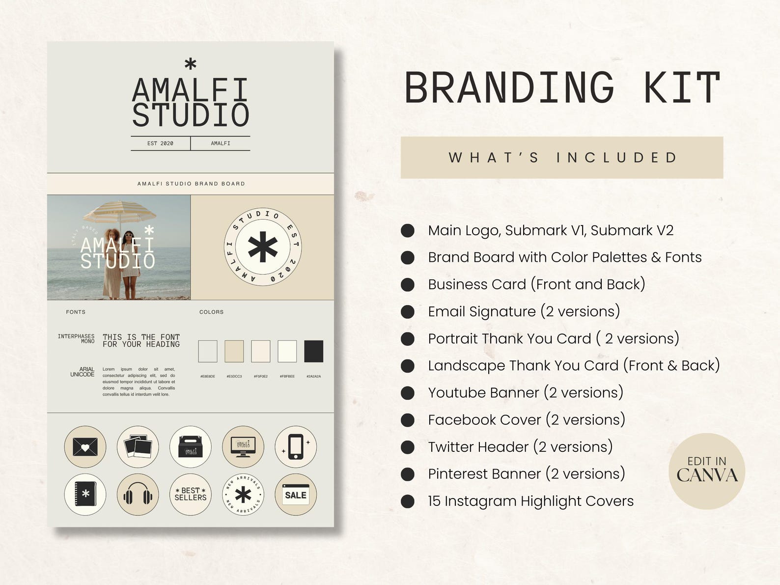 Canva Branding Kit Template, Modern Branding, Editable Logo, Business ...