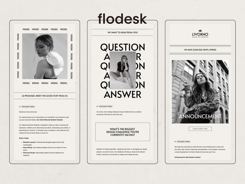 Flodesk Email Marketing Templates, Modern Editorial Newsletter Template ...