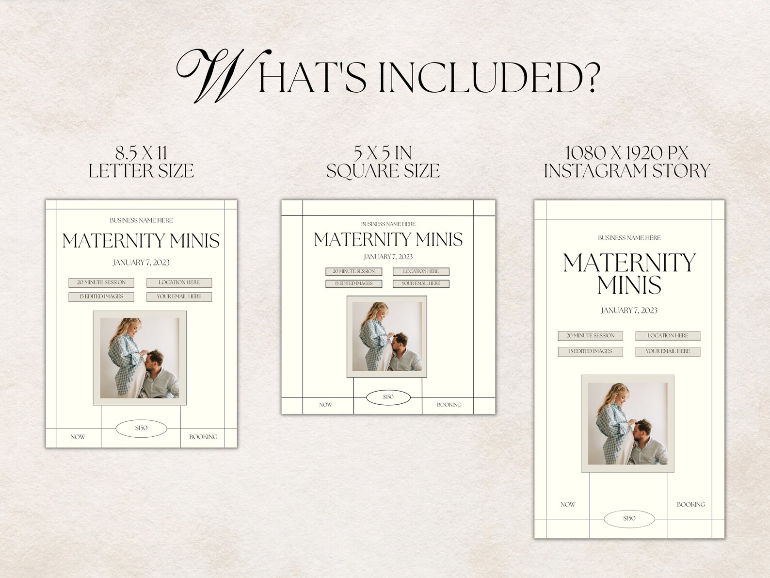 Maternity Mini Session Template Canva, Modern, Maternity Photographer ...