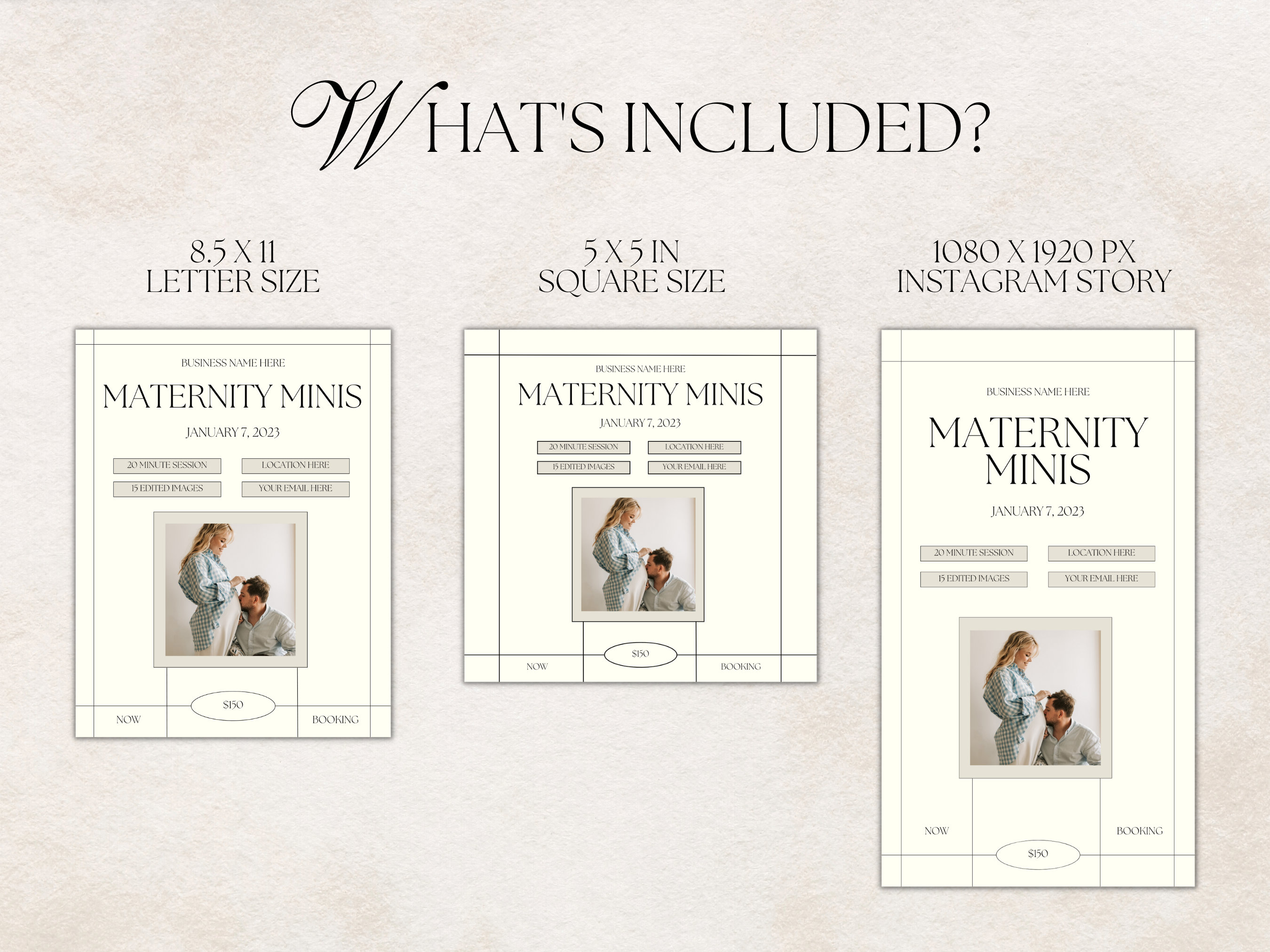 Maternity Mini Session Template Canva, Modern, Maternity Photographer ...