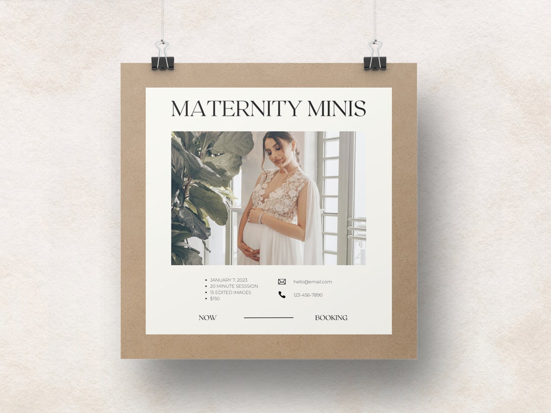 Maternity Mini Session Template Canva, Boho Modern, Maternity ...