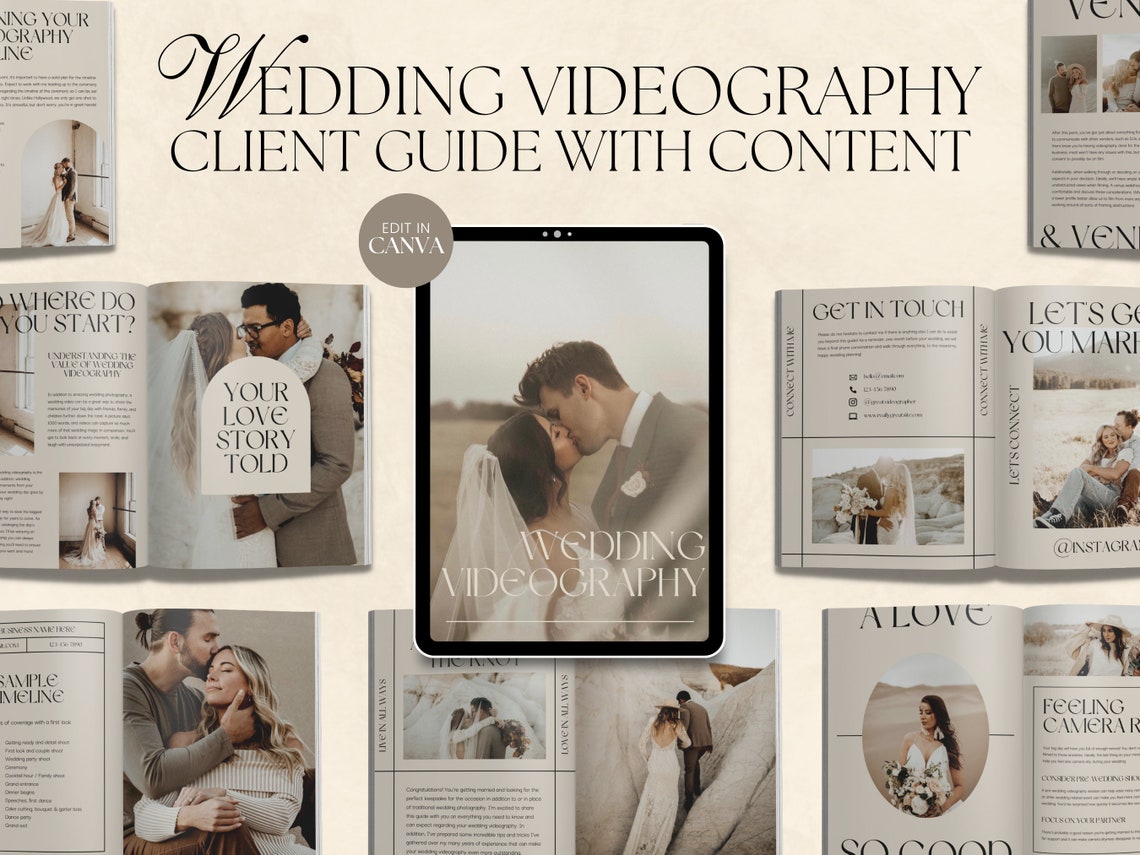 CANVA Modern Wedding Videography Client Guide With Content, Pre-written ...