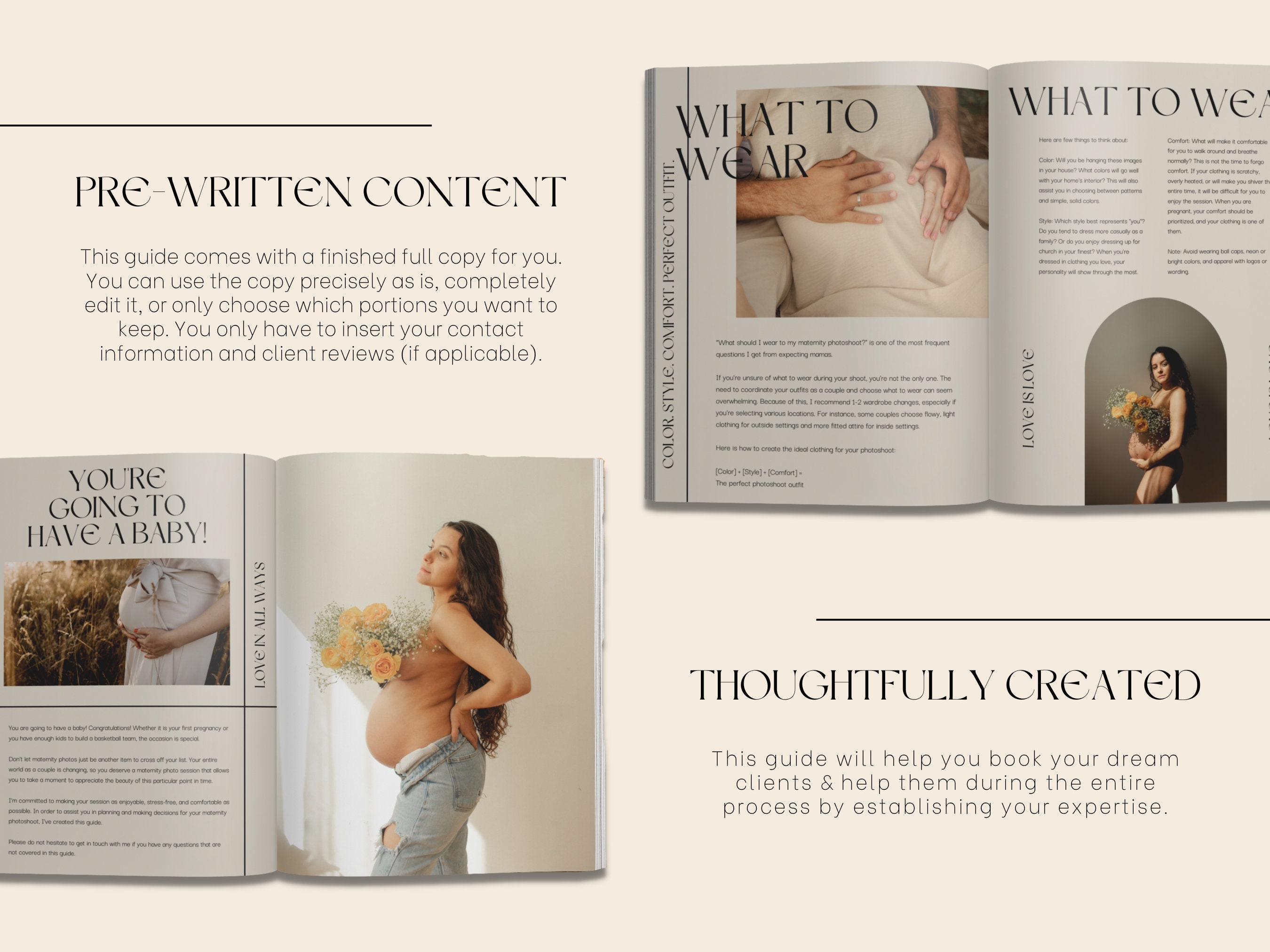 CANVA Modern Maternity Session Client Guide With Content, Pre-written ...