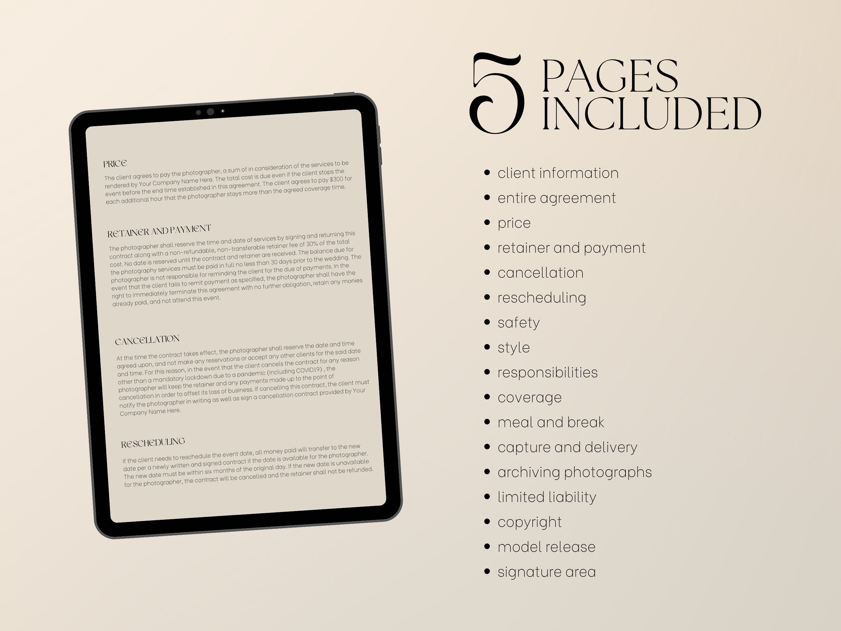 Wedding Photography Client Contract Template, Canva Modern Contract ...
