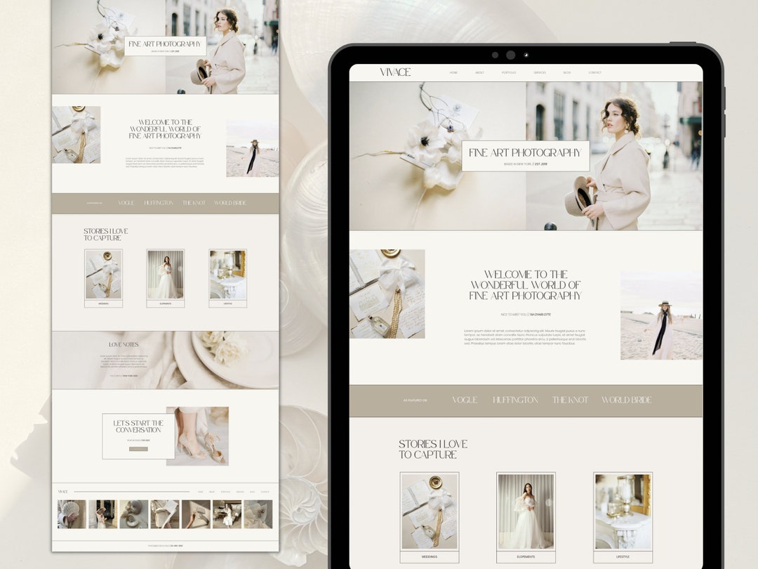 Wix Website Template for Fine Art Wedding Photographer Modern - Etsy
