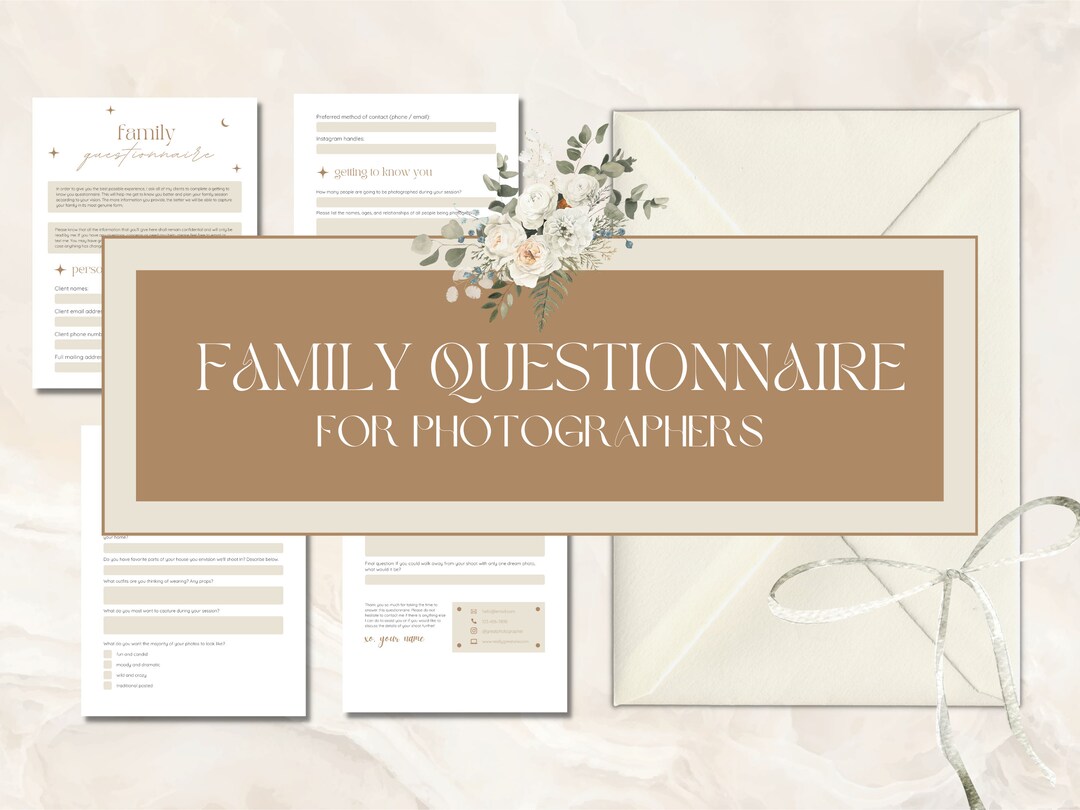 Family Session Photography Client Questionnaire Form Canva - Etsy