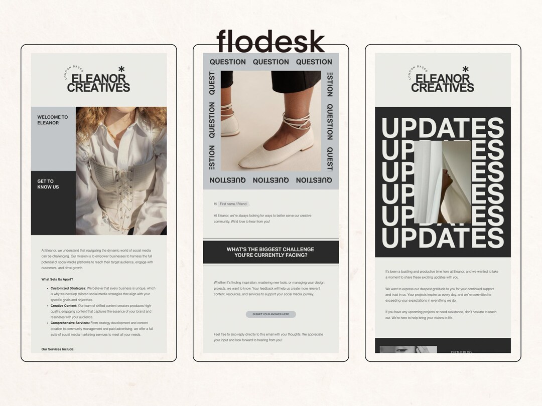 Flodesk Email Marketing Templates, Modern Editorial Newsletter Template ...