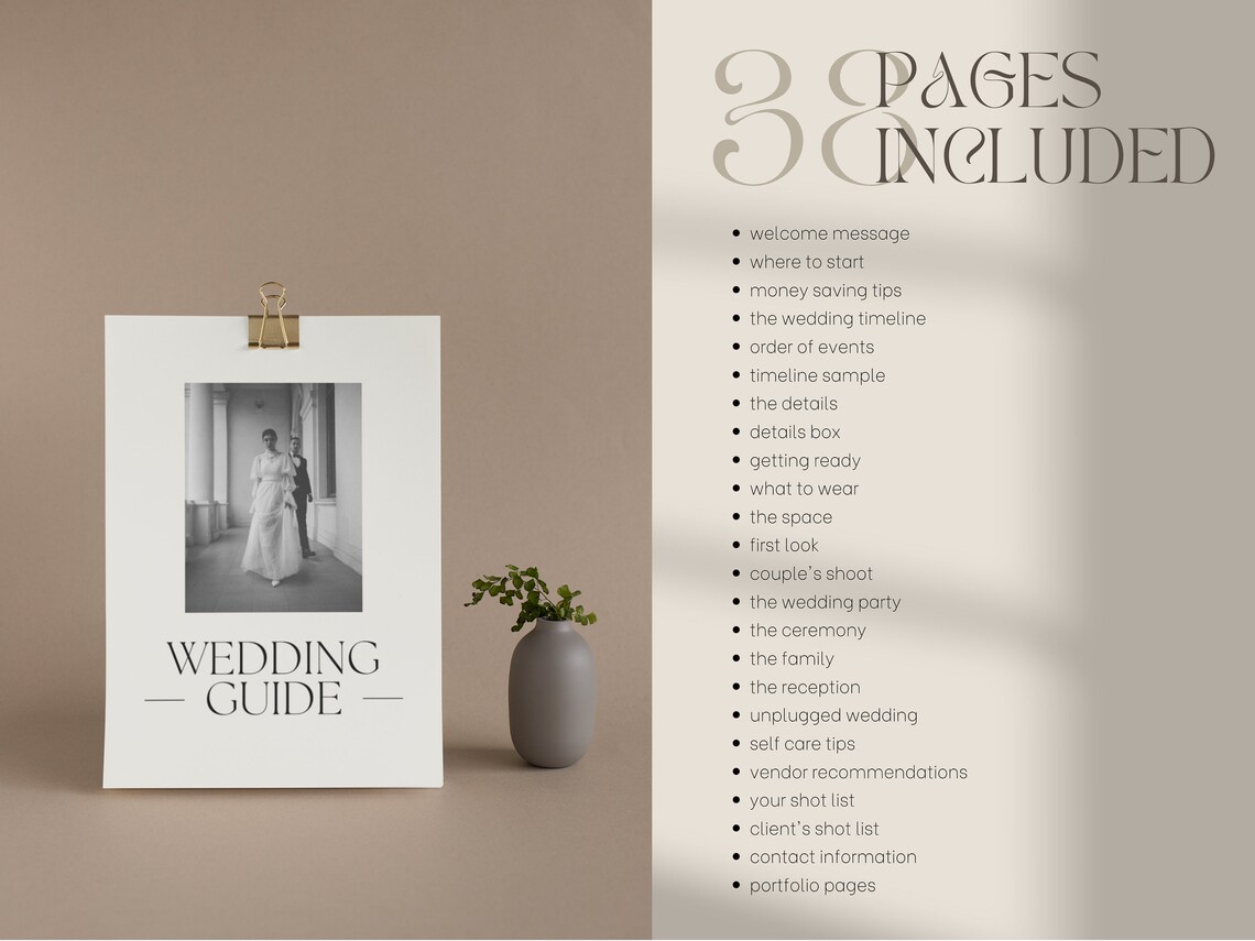 CANVA Modern Minimalist Wedding Photography Client Guide With Content ...