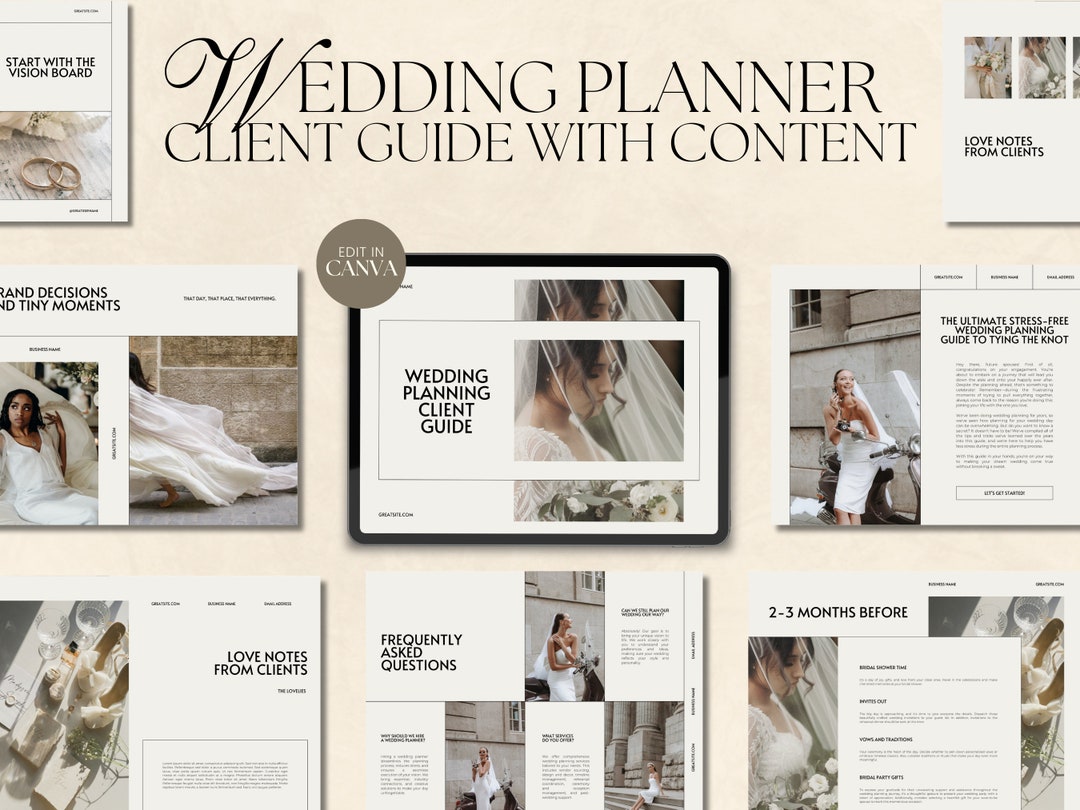 CANVA Modern Wedding Planner Client Pricing Guide With Content, Pre ...