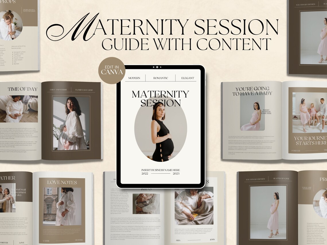 CANVA Modern Maternity Session Client Guide With Content, Pre-written ...