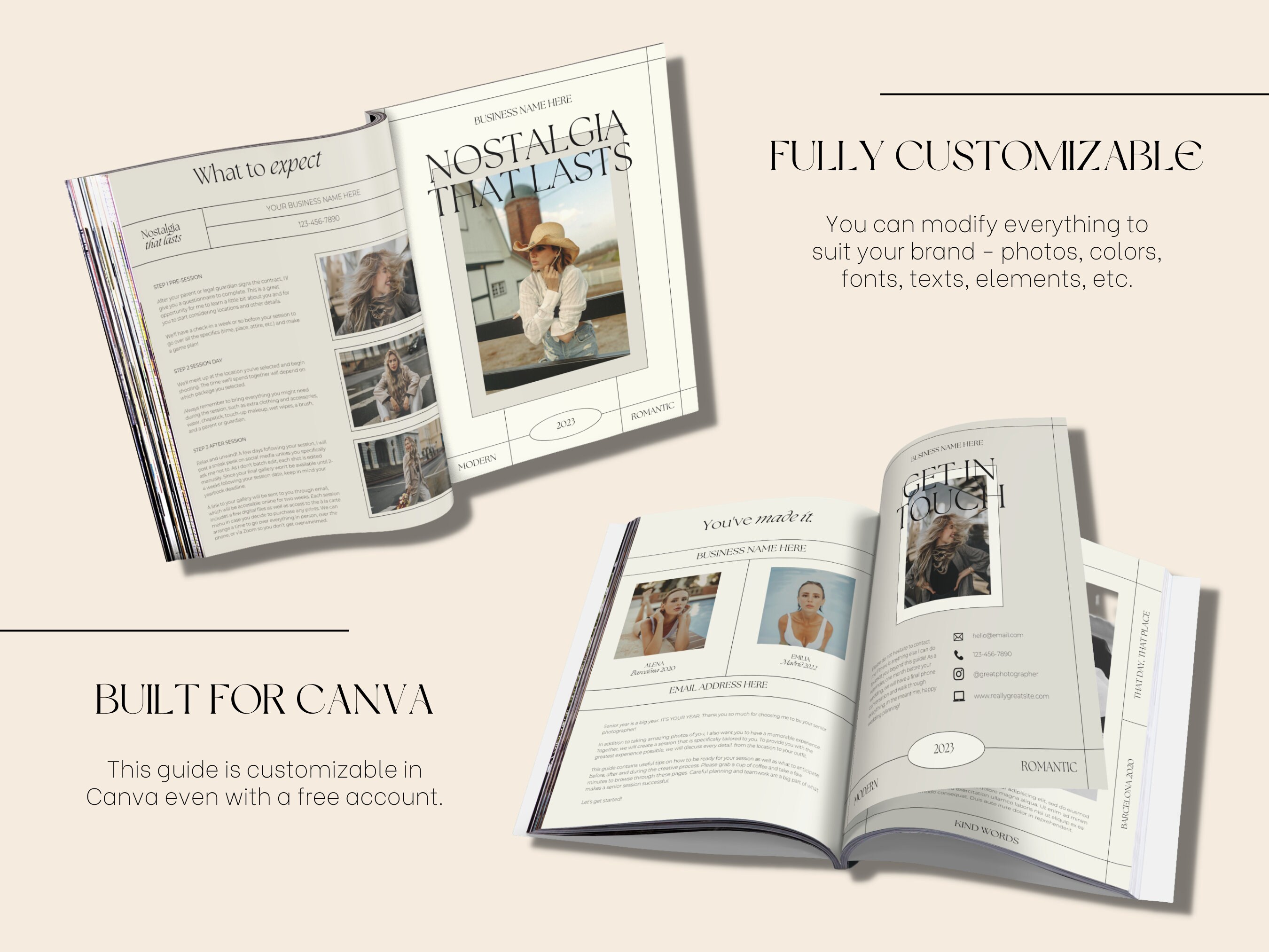 CANVA Modern Senior Session Guide With Content, Pre-written Welcome ...