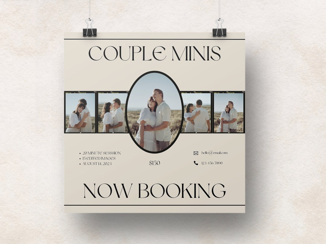 Couples Mini Session Template Canva, Modern Design, Engagement ...