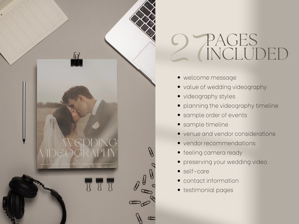 CANVA Modern Wedding Videography Client Guide With Content, Pre-written ...