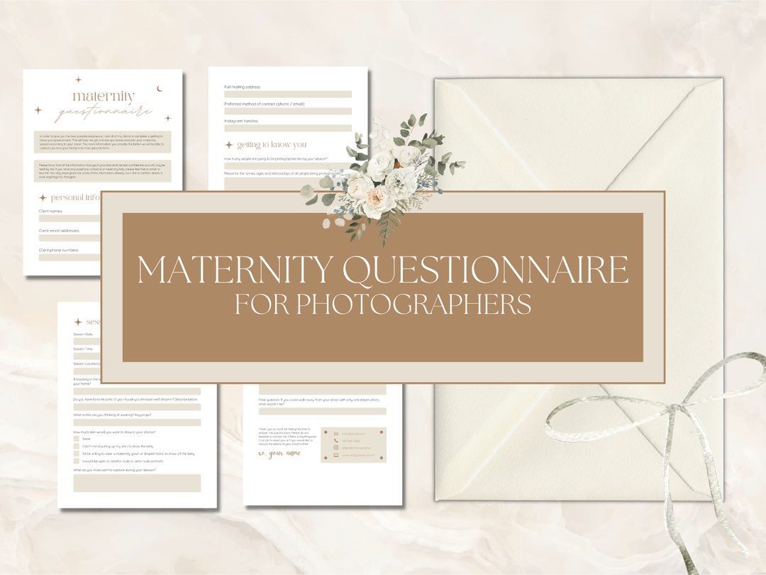Maternity Session Photography Client Questionnaire Form, Canva Boho ...