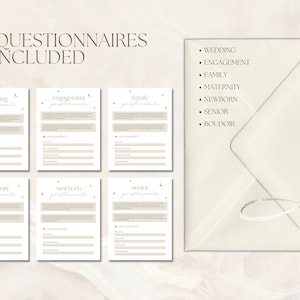 Photography Session Client Questionnaire Form Bundle, Wedding ...