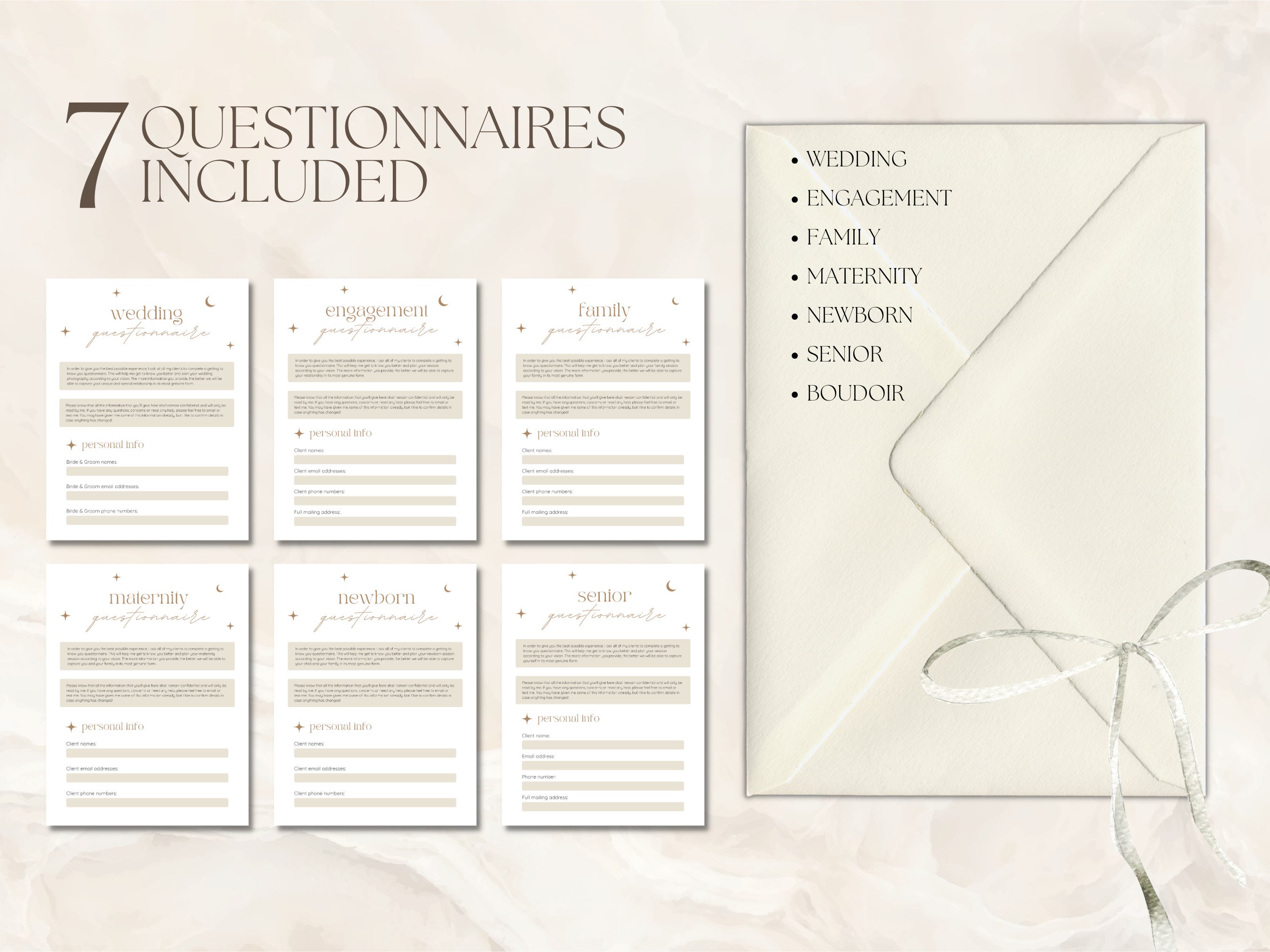 Photography Session Client Questionnaire Form Bundle, Wedding ...