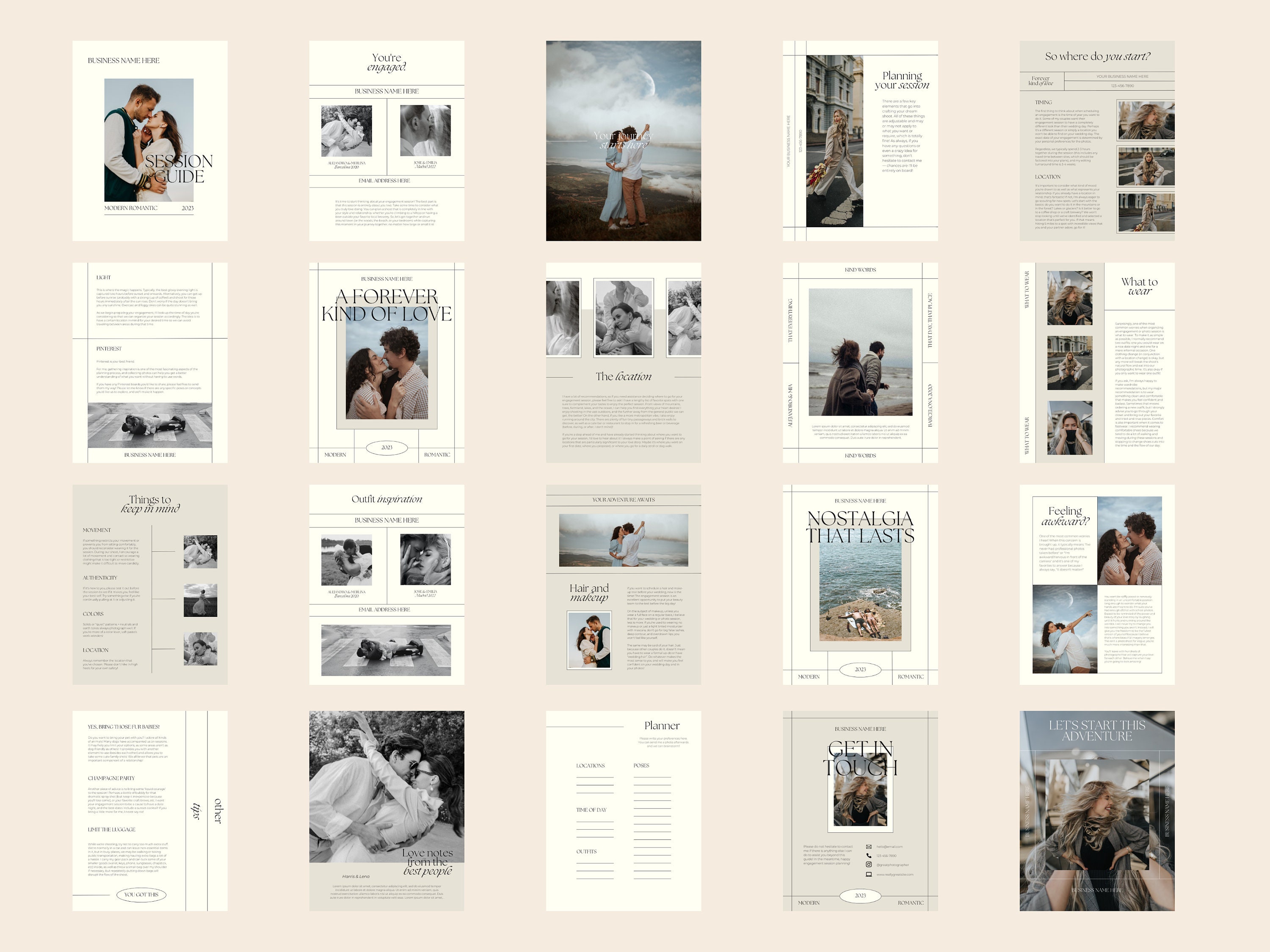 CANVA Modern Client Engagement Session Style Guide With Content, Pre-written Couples Session ...