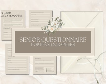 Senior Session Questionnaire Photography Template for - Etsy