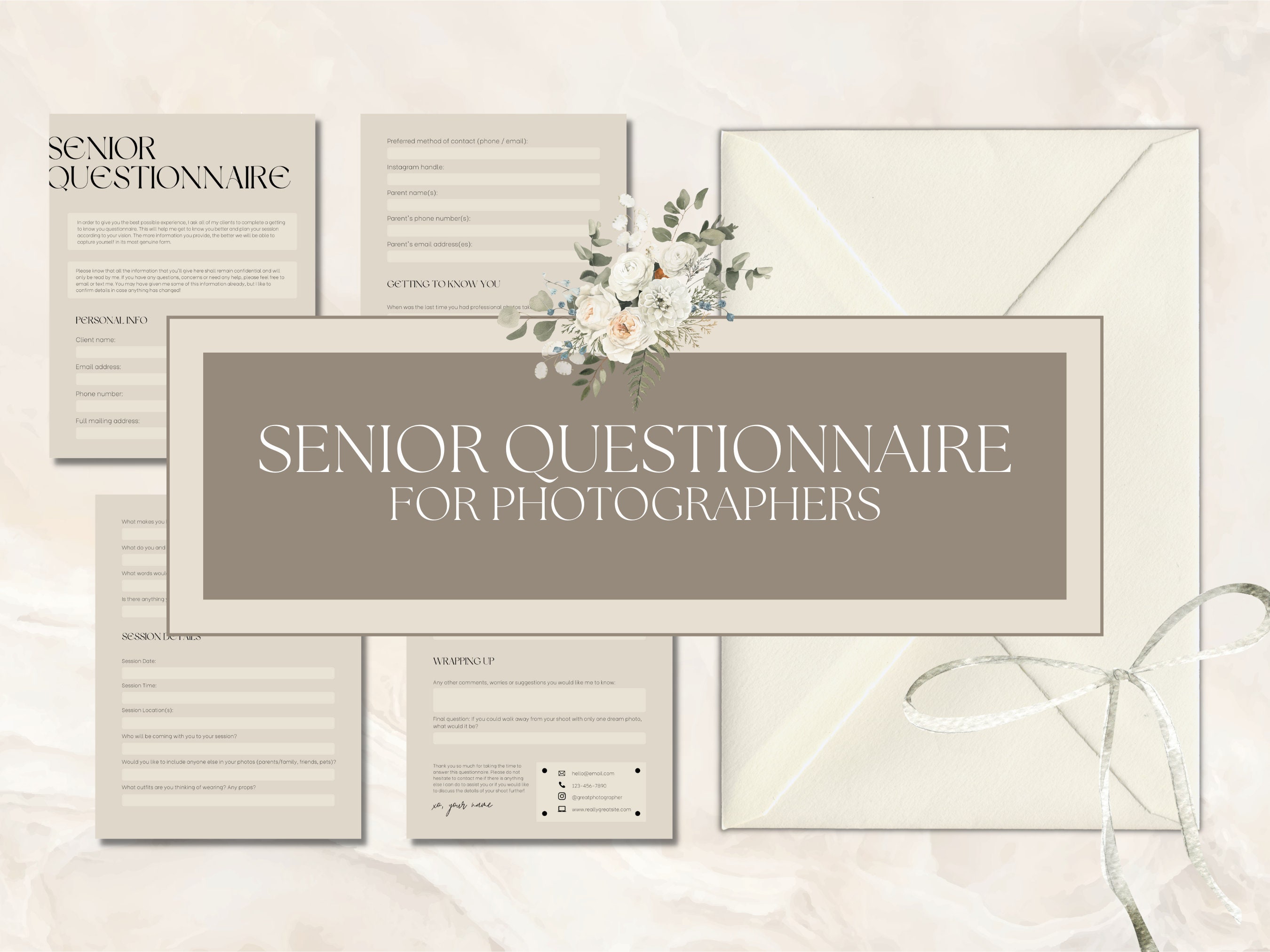 Senior Session Photography Client Questionnaire Form, Canva Modern ...
