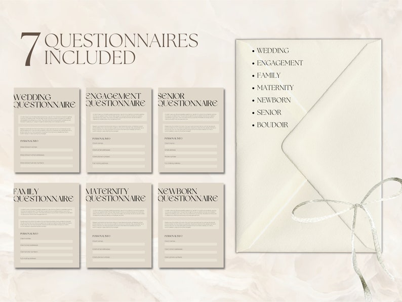 Photography Session Client Questionnaire Form Bundle, Wedding ...
