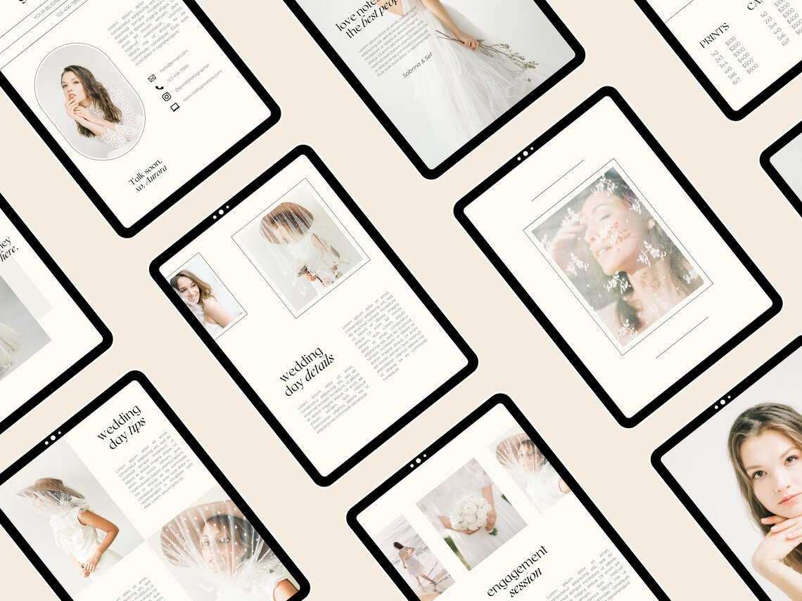 Aurora CANVA Modern Luxury Fine Art Wedding Photography Pricing Guide Magazine Template Brochure ...