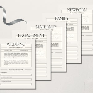 Photography Session Client Questionnaire Form Bundle, Wedding ...